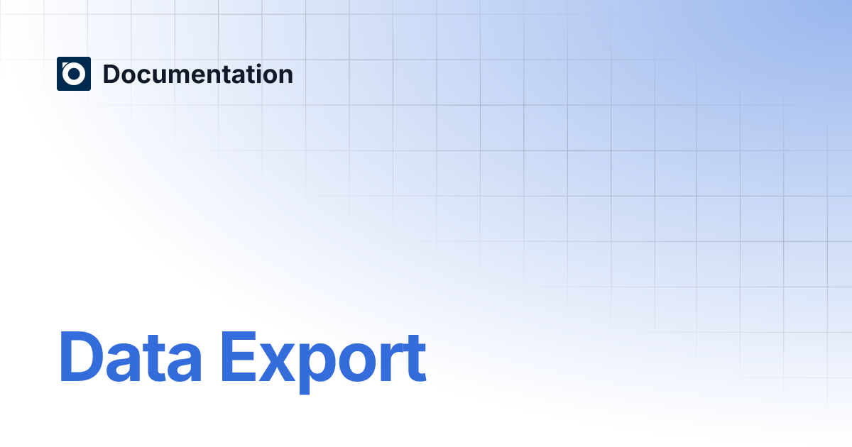Data Export | Documentation